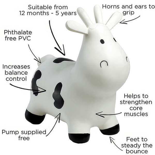 Happy Hopperz White Cow Animal Hopper | Ages 12 months - 5 years ...